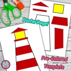 Lighthouse Craft Template for Kids, Pattern for Preschool, Kindergarten ...