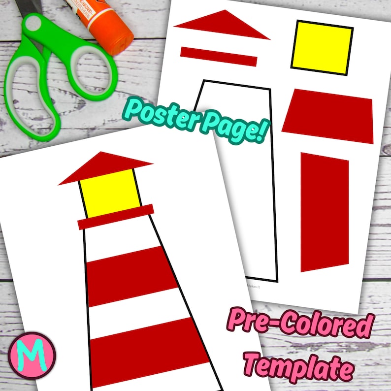 Lighthouse Paper Craft Template: Cut & Glue Activity (PDF Download) - Etsy