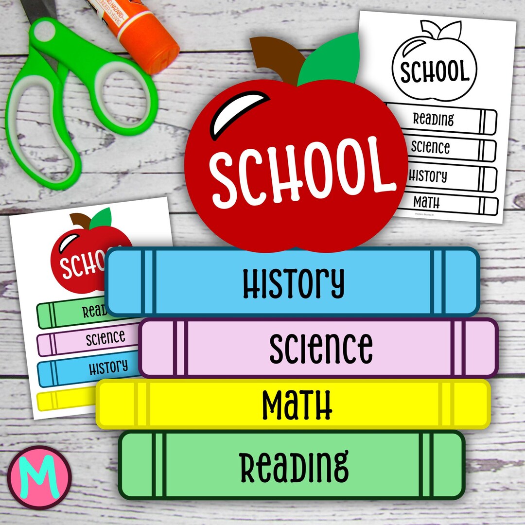 School Apple and Books Craft Template for Kids, Simple Preschool Craft ...