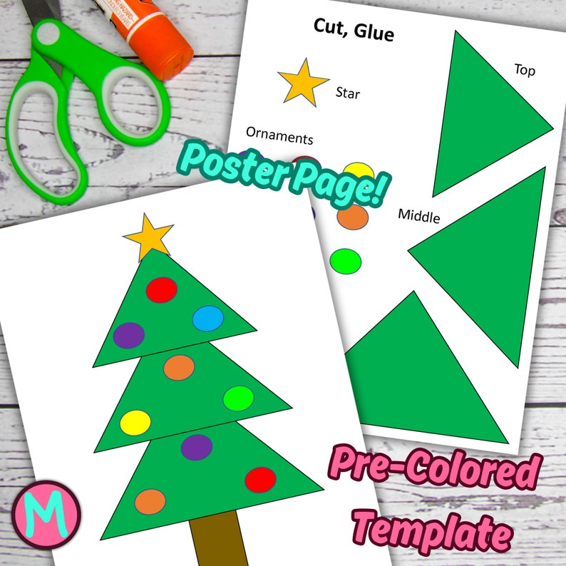 Christmas Tree Craft Template: Cut and Glue Activity (PDF) - Etsy
