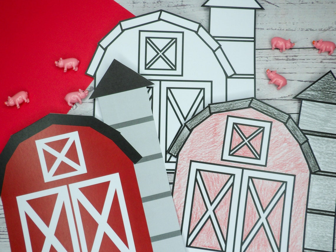 Barn and Silo Craft Template: Cut and Glue Farm Activity (PDF) - Etsy