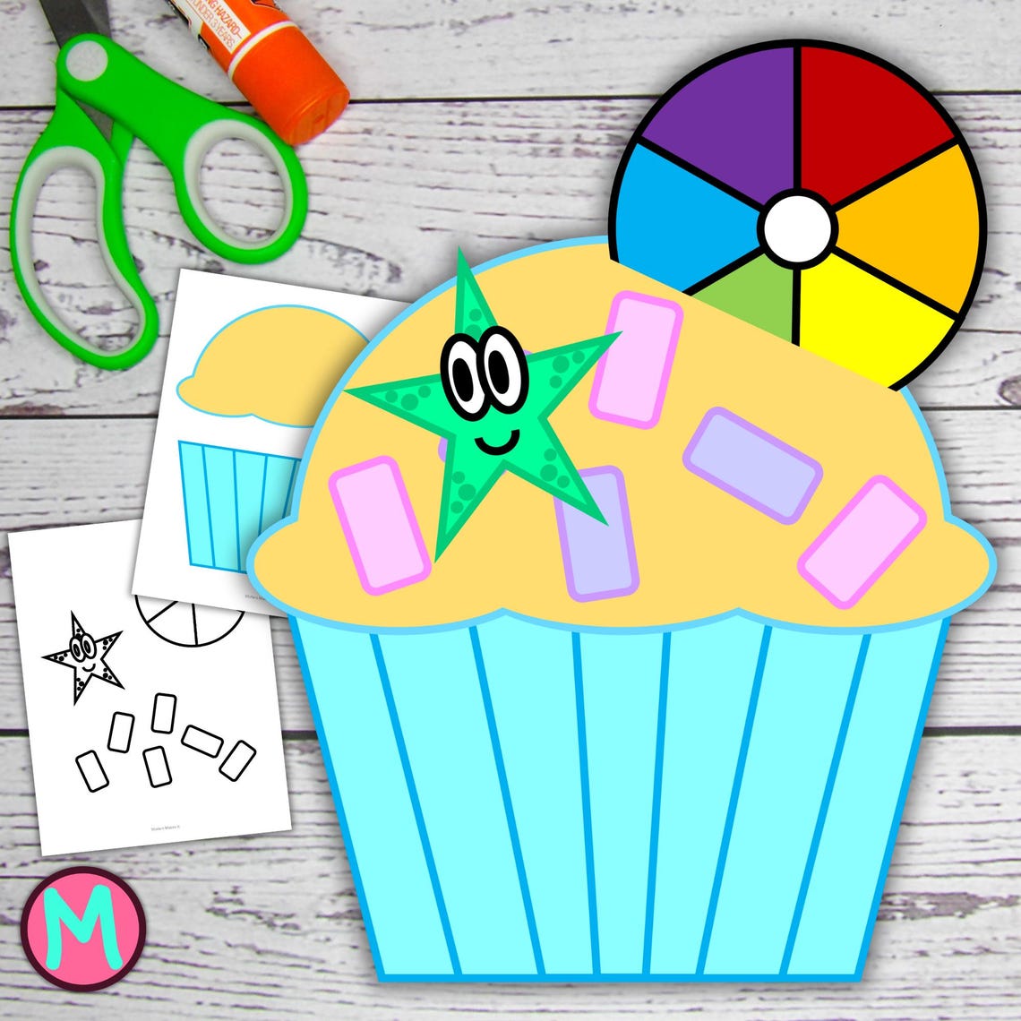 Beach Cupcake Craft Template, Simple Printable Kids Craft, Preschool ...