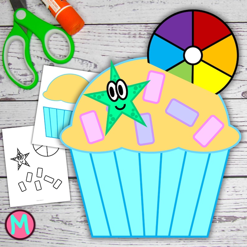Beach Cupcake Craft Template, Simple Printable Kids Craft, Preschool ...
