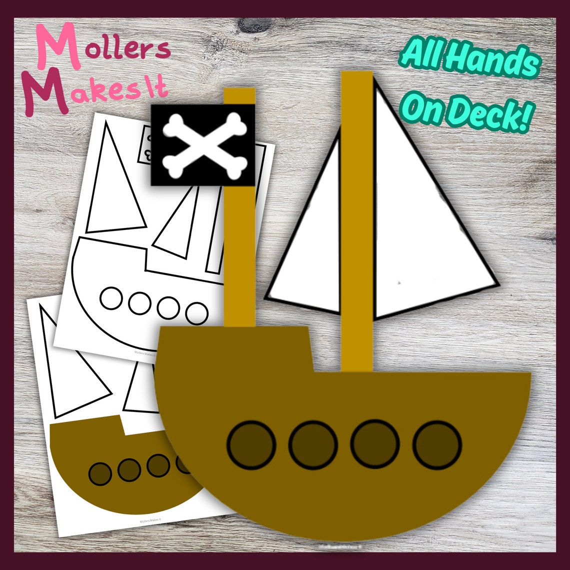 Pirate Ship Paper Craft Pattern Template for Kids in Preschool ...