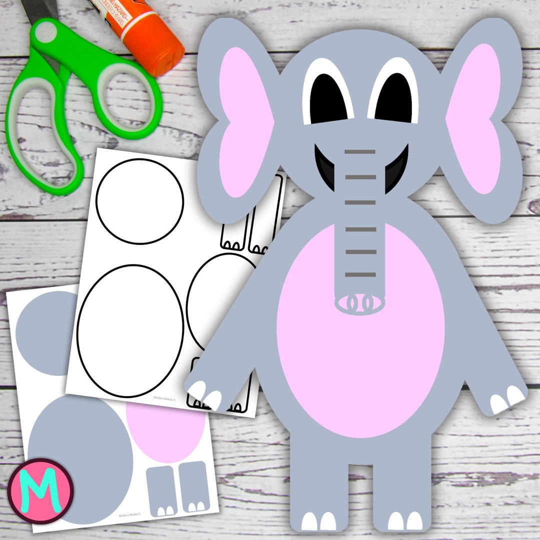 Elephant Craft Template for Kids in Preschool, Simple Elephant Cut and ...