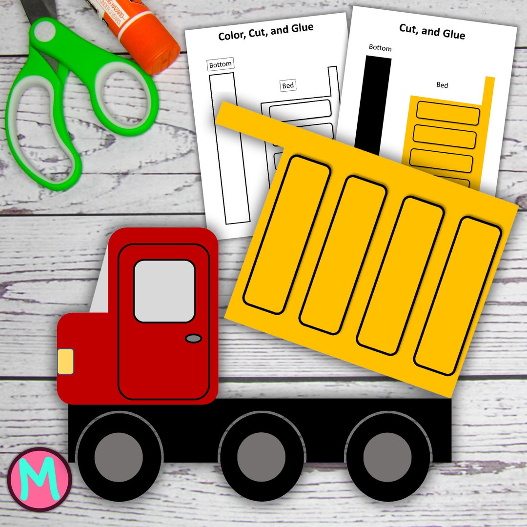 Dump Truck Craft Template for Kids, Preschool, Kindergarten, Elementary ...
