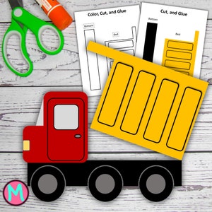 Dump Truck Craft Template for Kids, Preschool, Kindergarten, Elementary ...