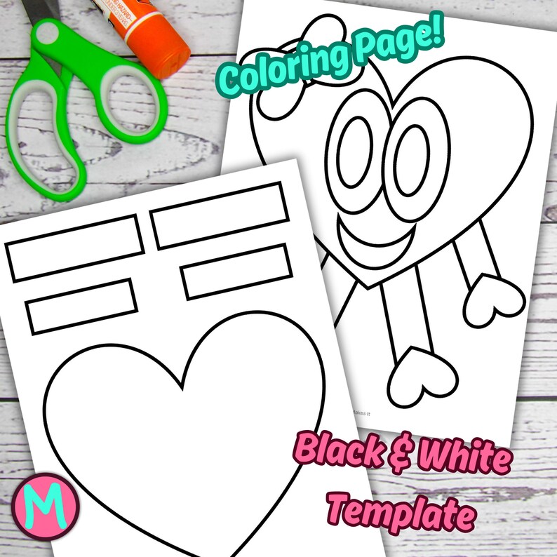 Valentine Heart Person Craft Template: Cut & Glue Paper Craft (PDF) - Etsy