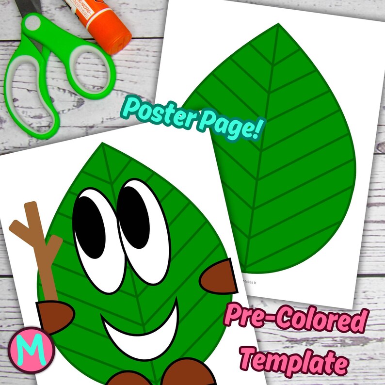 Green Leaf Man Craft Template: Cut & Glue Paper Craft (PDF) - Etsy Canada
