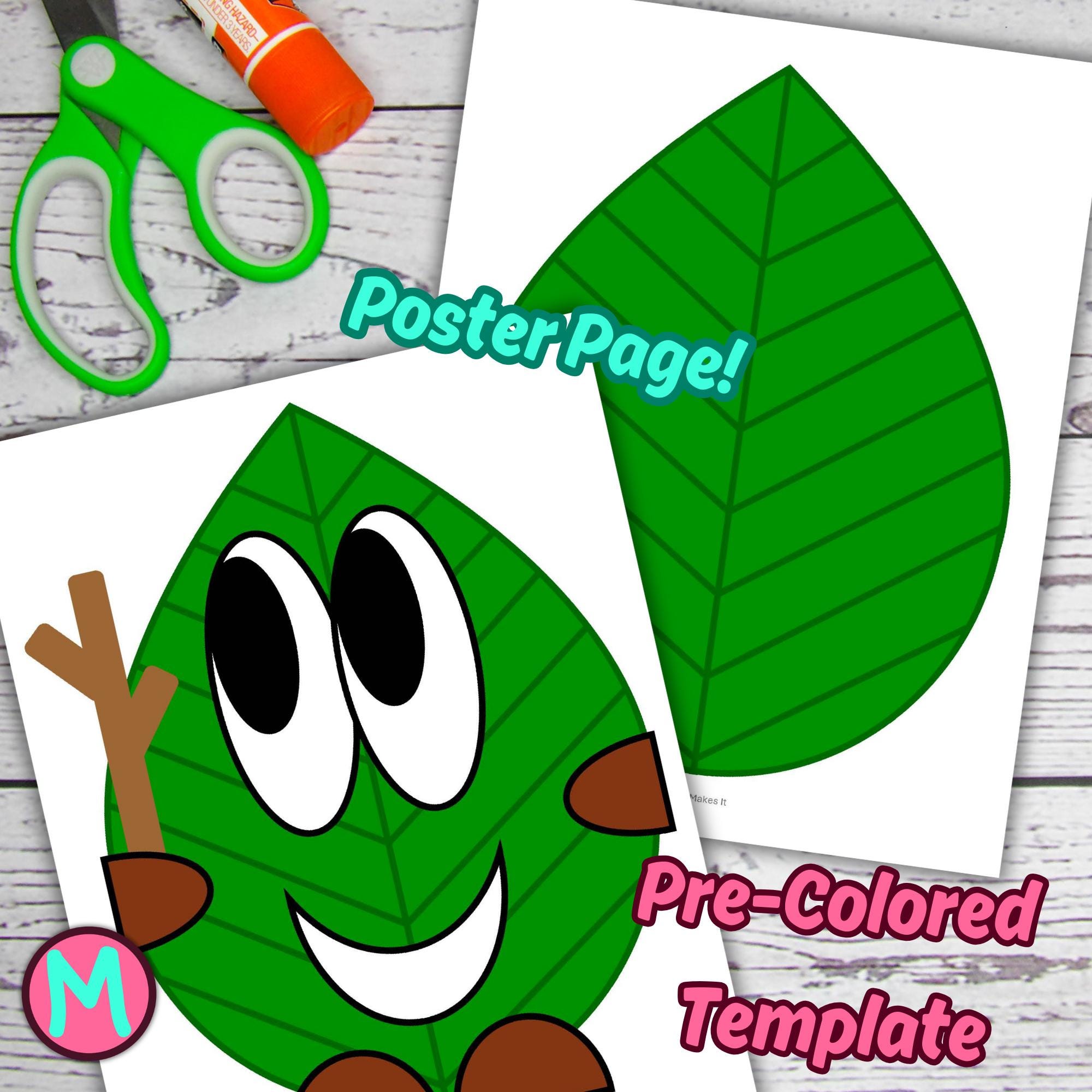 Green Leaf Man Craft Template for Kids, Simple Fall Craft for Toddlers ...