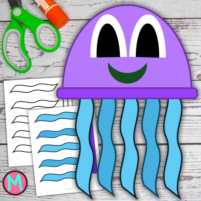 Jellyfish Craft Template for Kids, Ocean Animals, Simple Toddler Cut ...