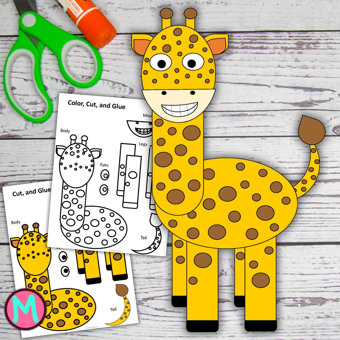 Gallant Giraffe Craft Template for Kids in Preschool, Kindergarten ...