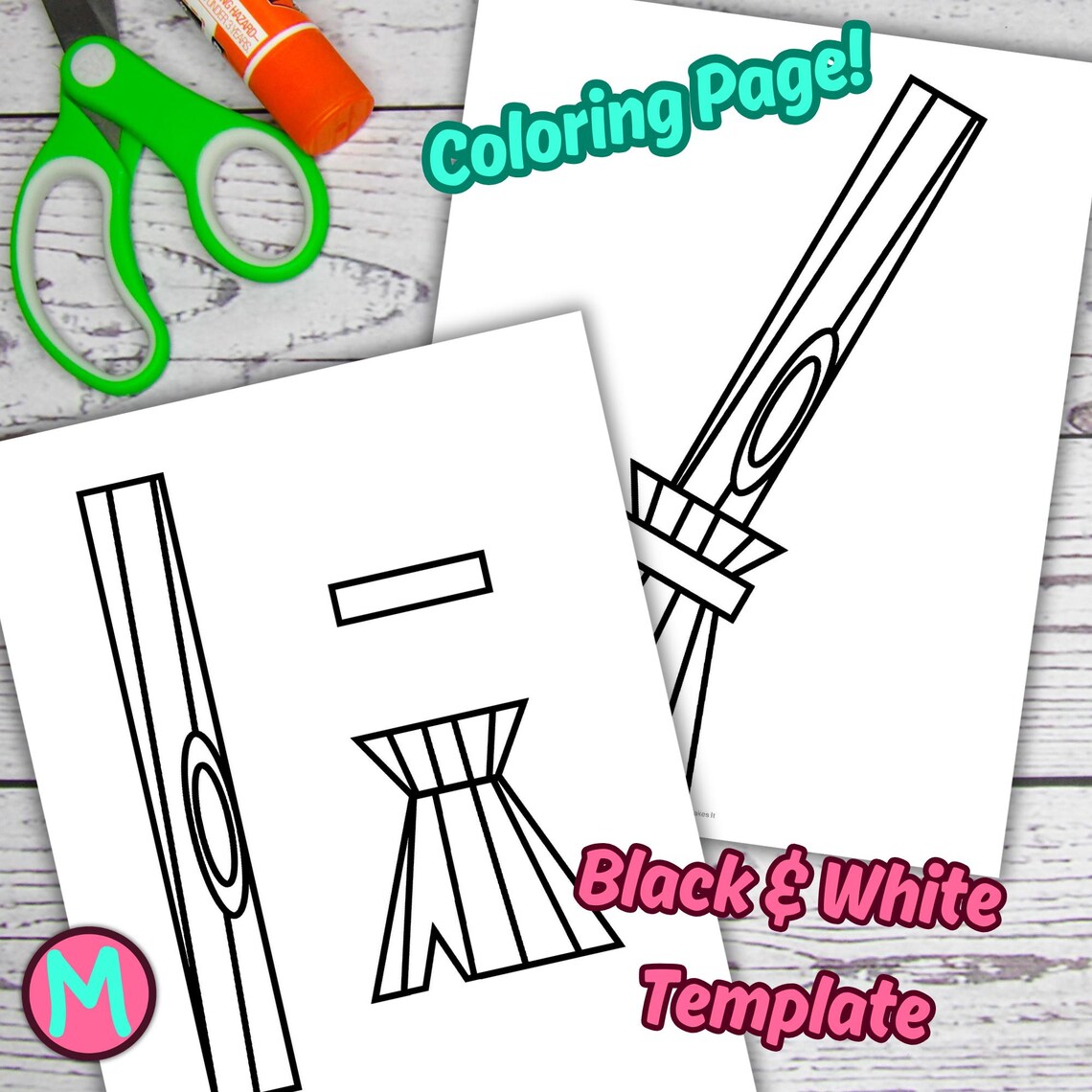 Witch Broom Craft Template: Halloween Cut and Glue Paper Craft for Kids ...