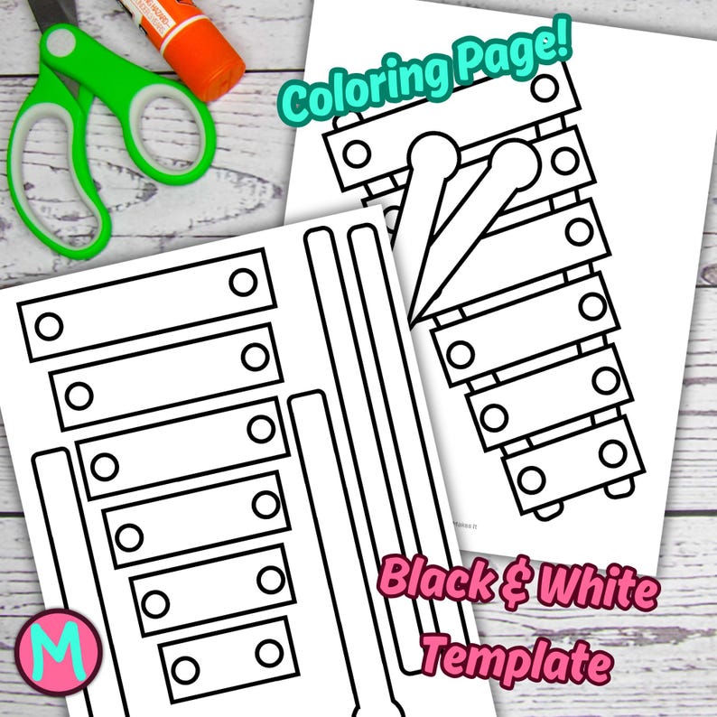Xylophone Craft Template, Printable Cut and Glue Paper Craft for Kids ...
