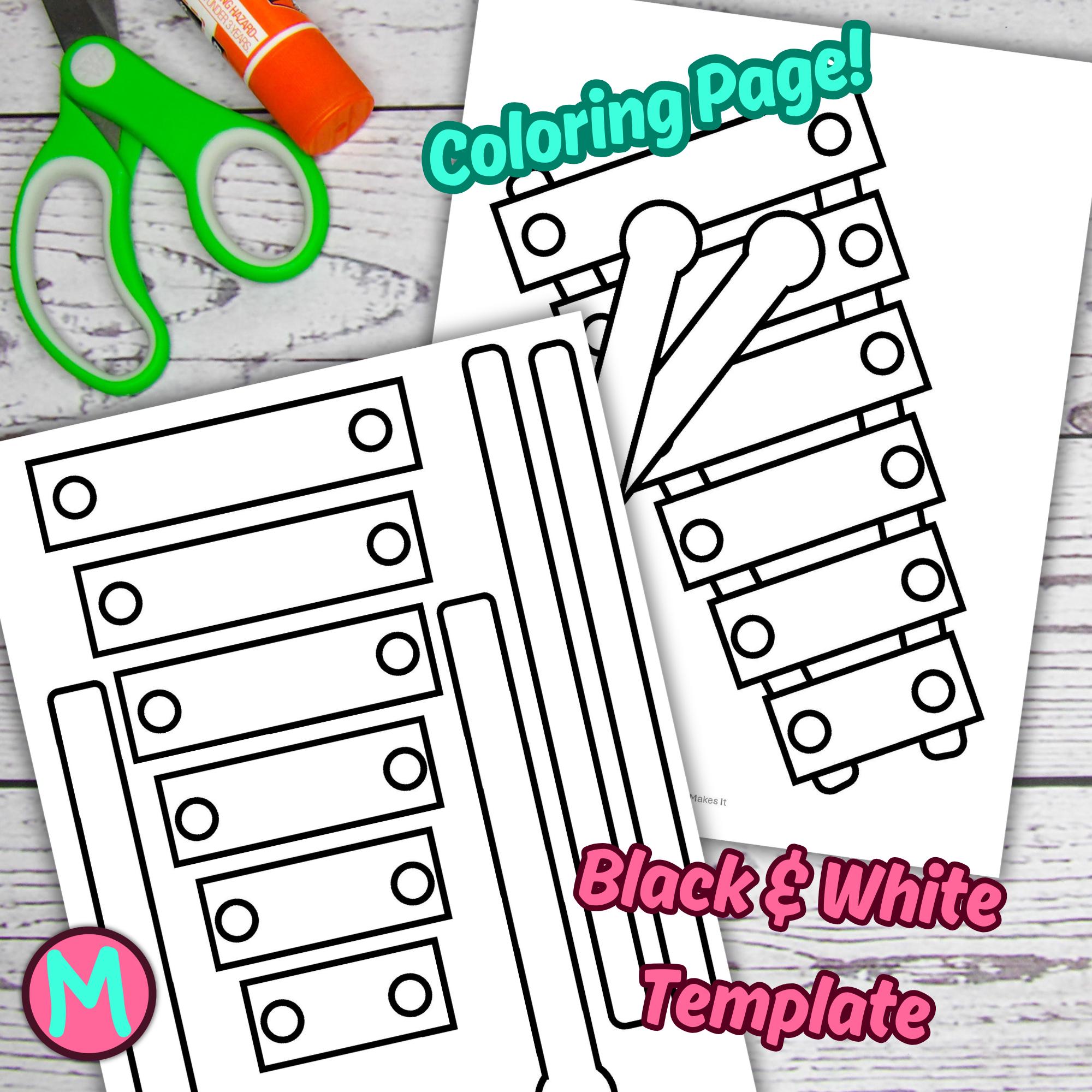Xylophone Craft Template, Printable Cut and Glue Paper Craft for Kids ...