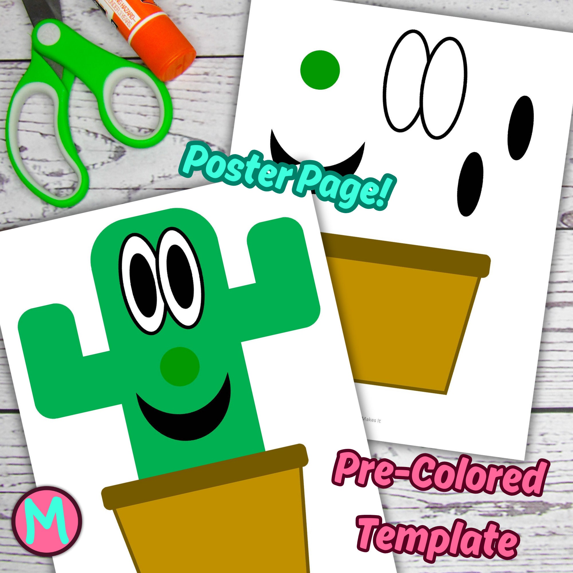 Cactus Craft Template for Kids, Cut and Glue Crafts for Preschool, Easy ...