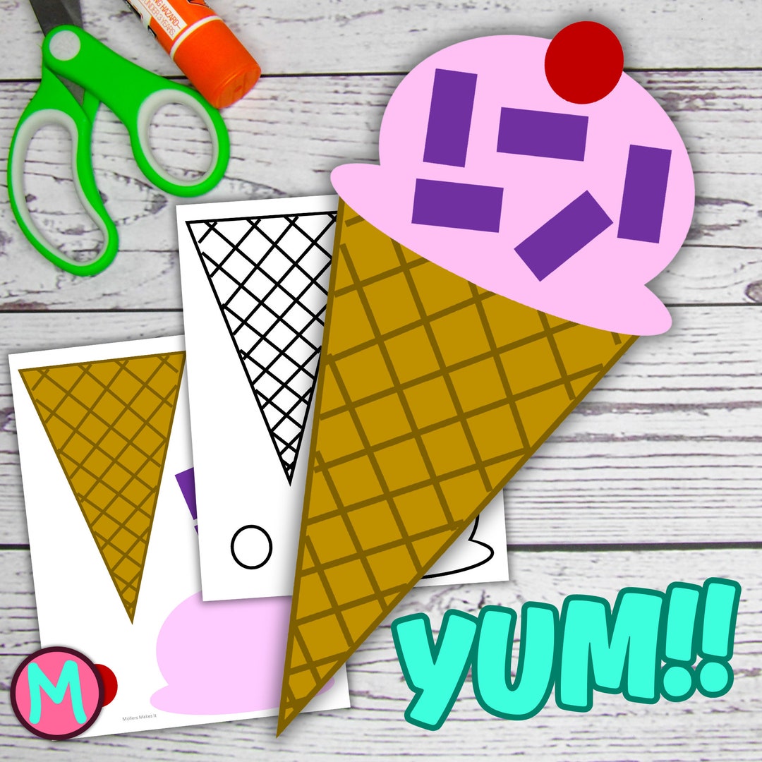 Ice Cream Craft Template for Kids, Preschool, Kindergarten, Elementary ...