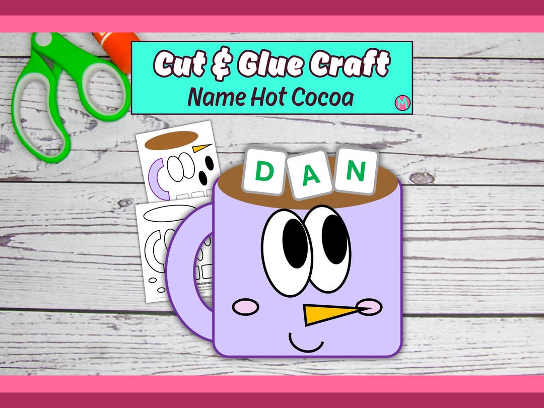 Name Hot Cocoa Craft Template, Printable Cut and Glue Paper Craft for ...