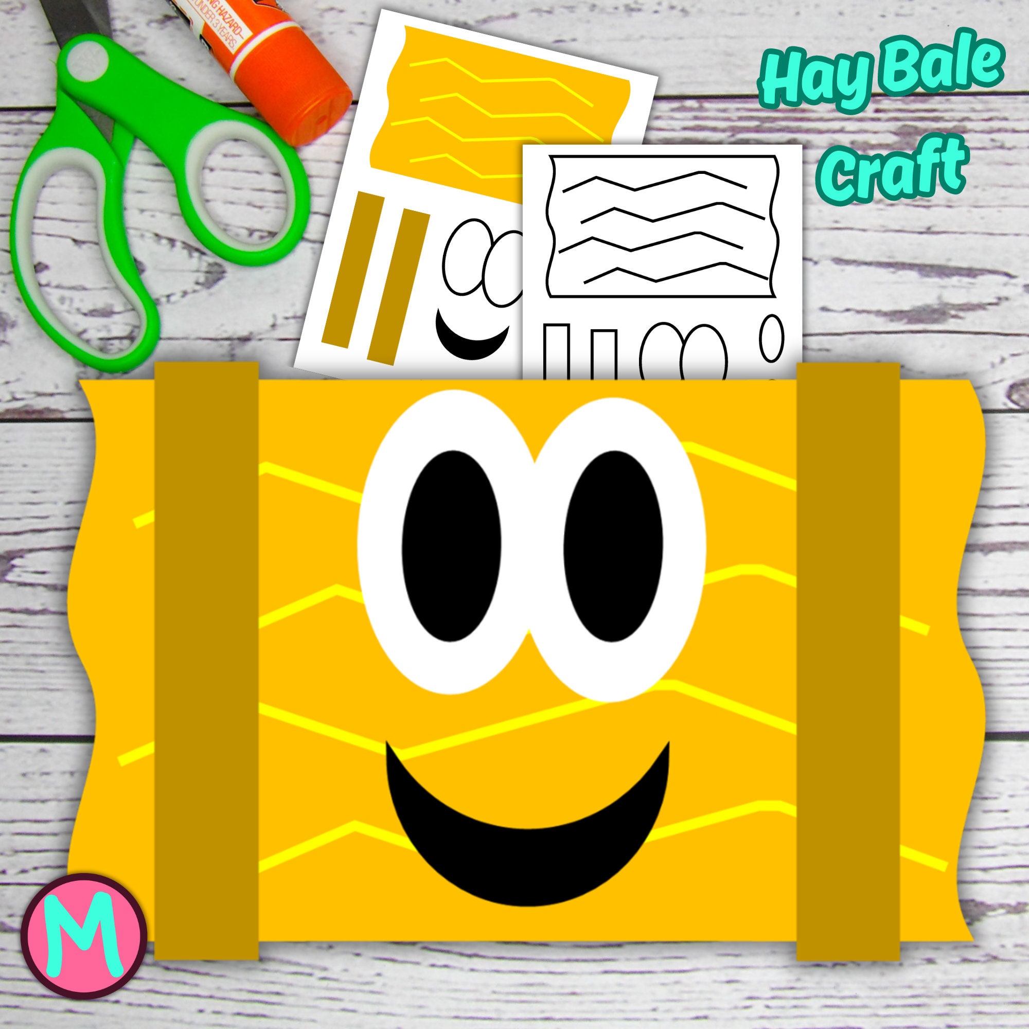Hay Bale Craft Template: Printable Farm Cut & Glue Paper Craft for Kids ...
