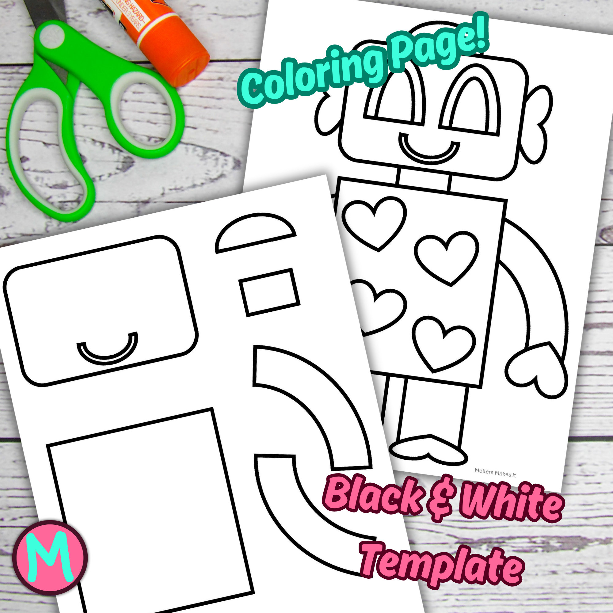 Valentine Robot Craft Template, DIY Robot Craft, Simple Toddler Craft ...