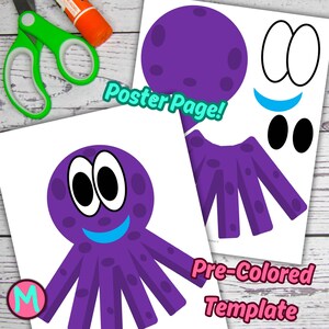 Octopus Craft Template for Kids in Preschool, Kindergarten, Elementary ...
