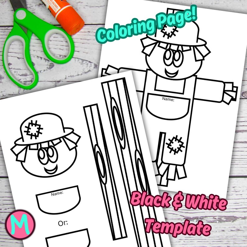 Boy Scarecrow Craft Template: Fall Cut & Glue Paper Craft (PDF) - Etsy