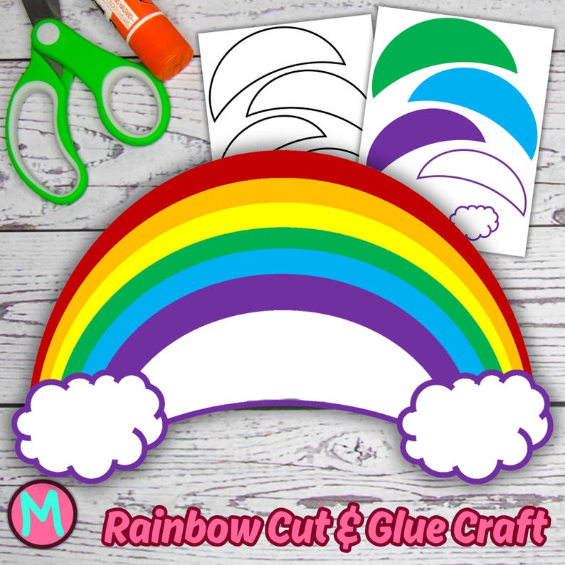 Rainbow Craft Template: Toddler Cut and Glue Activity (PDF) - Etsy