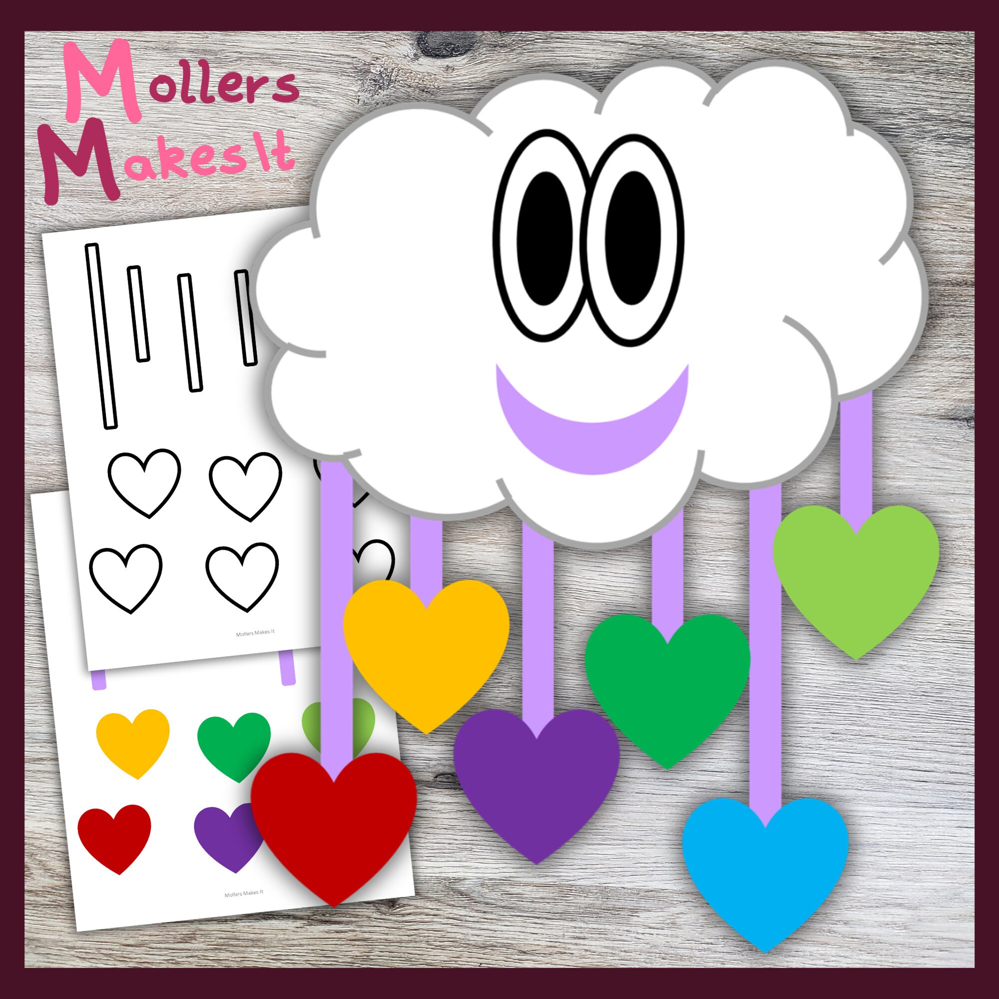 Heart Cloud Craft Template, Cut and Glue Activity for Preschool ...