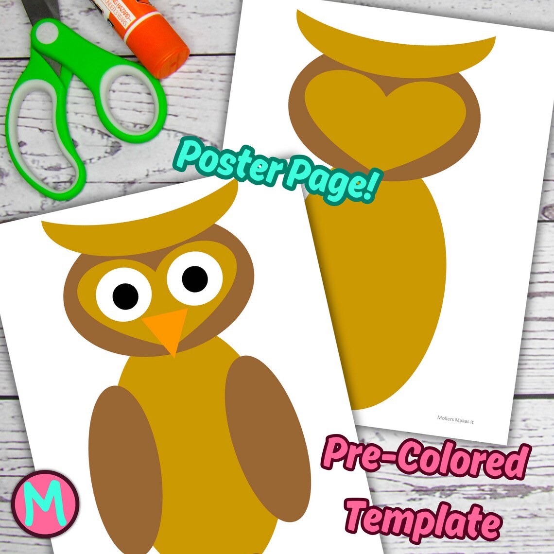 Owl Craft Template: Cut and Glue Activity, Coloring Page (PDF) - Etsy