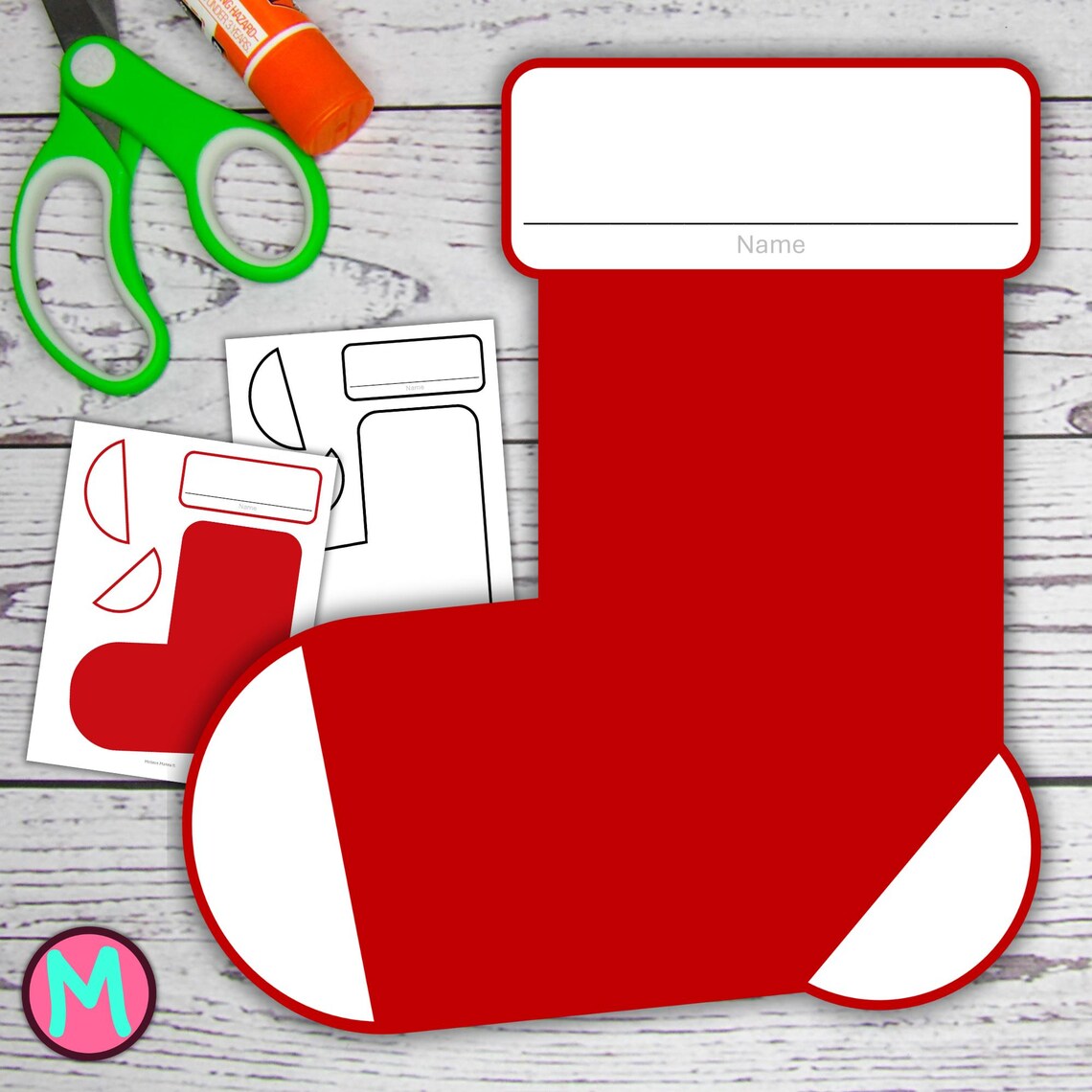 Red Stocking Craft Template: Christmas Cut & Glue Activity (PDF ...