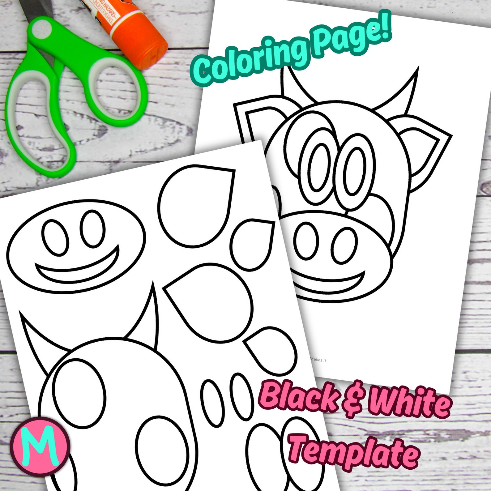 Cow Craft Template for Preschool, Kindergarten, Elementary and ...