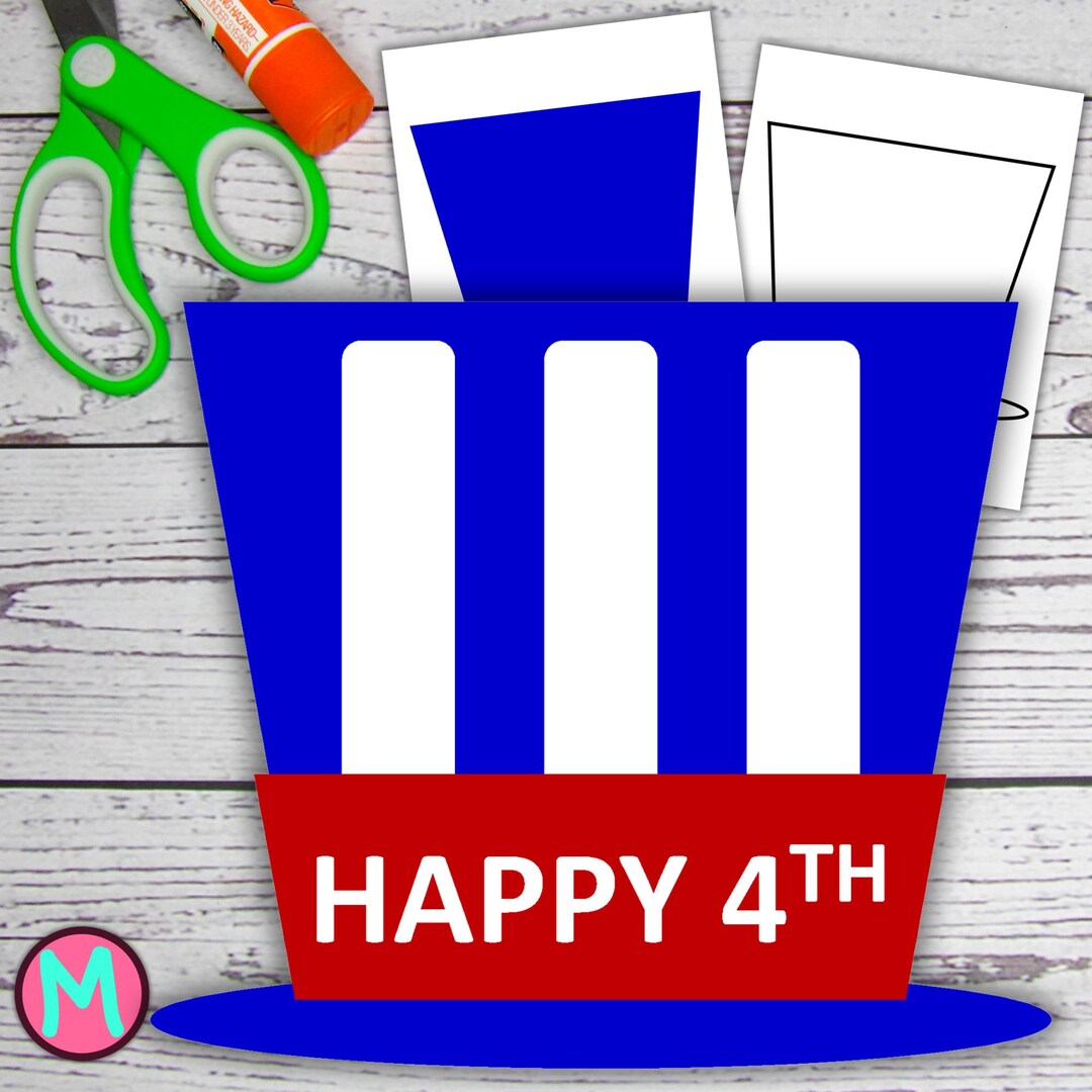 4th of July Hat Craft Template, Cut and Glue Independence Day Craft ...