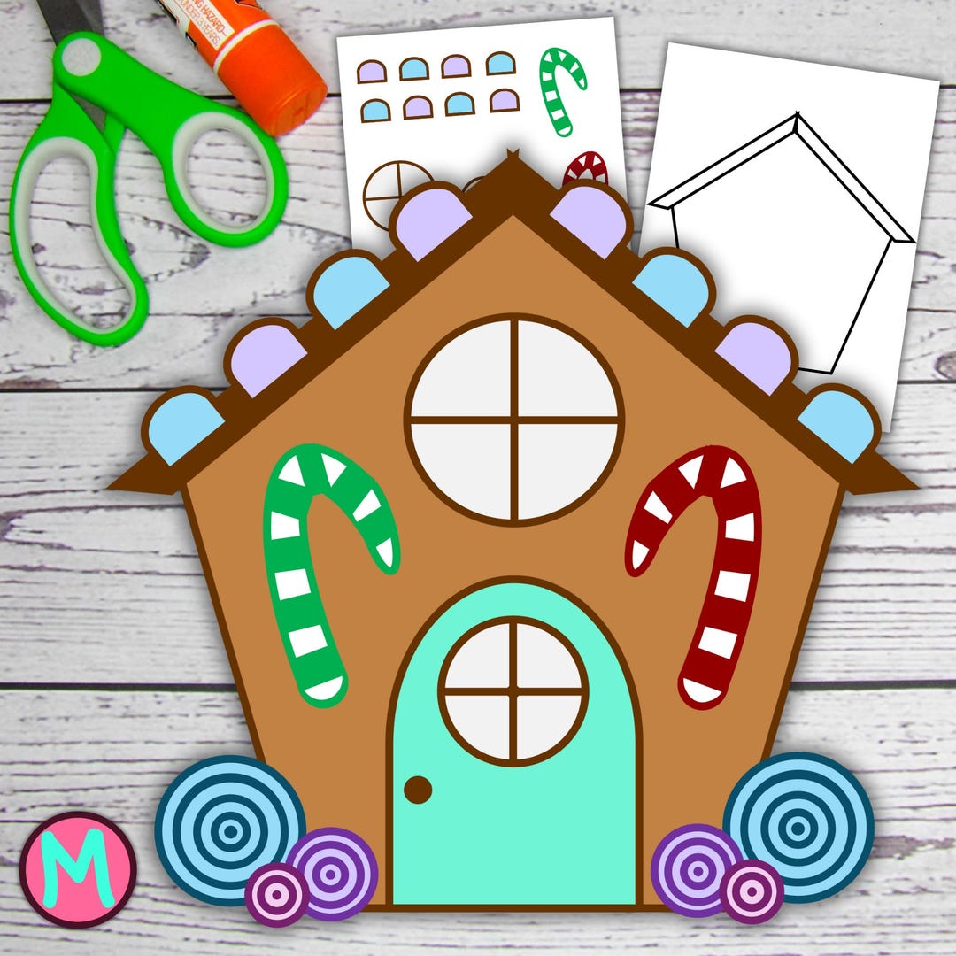 Gingerbread House Craft Template: Christmas Cut & Glue Paper Craft ...