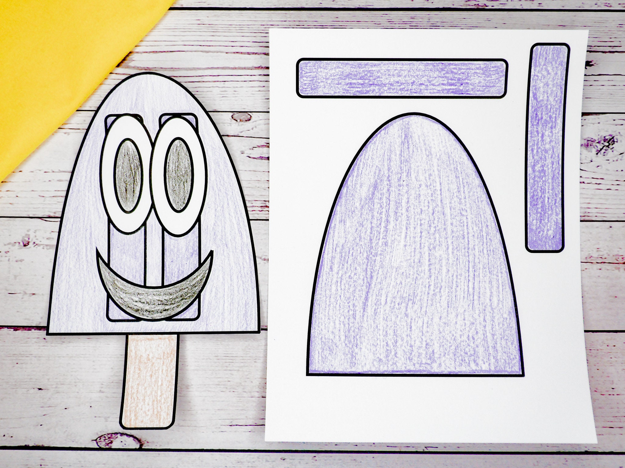 Purple Popsicle Craft Template for Kids, Cut and Glue Activity ...
