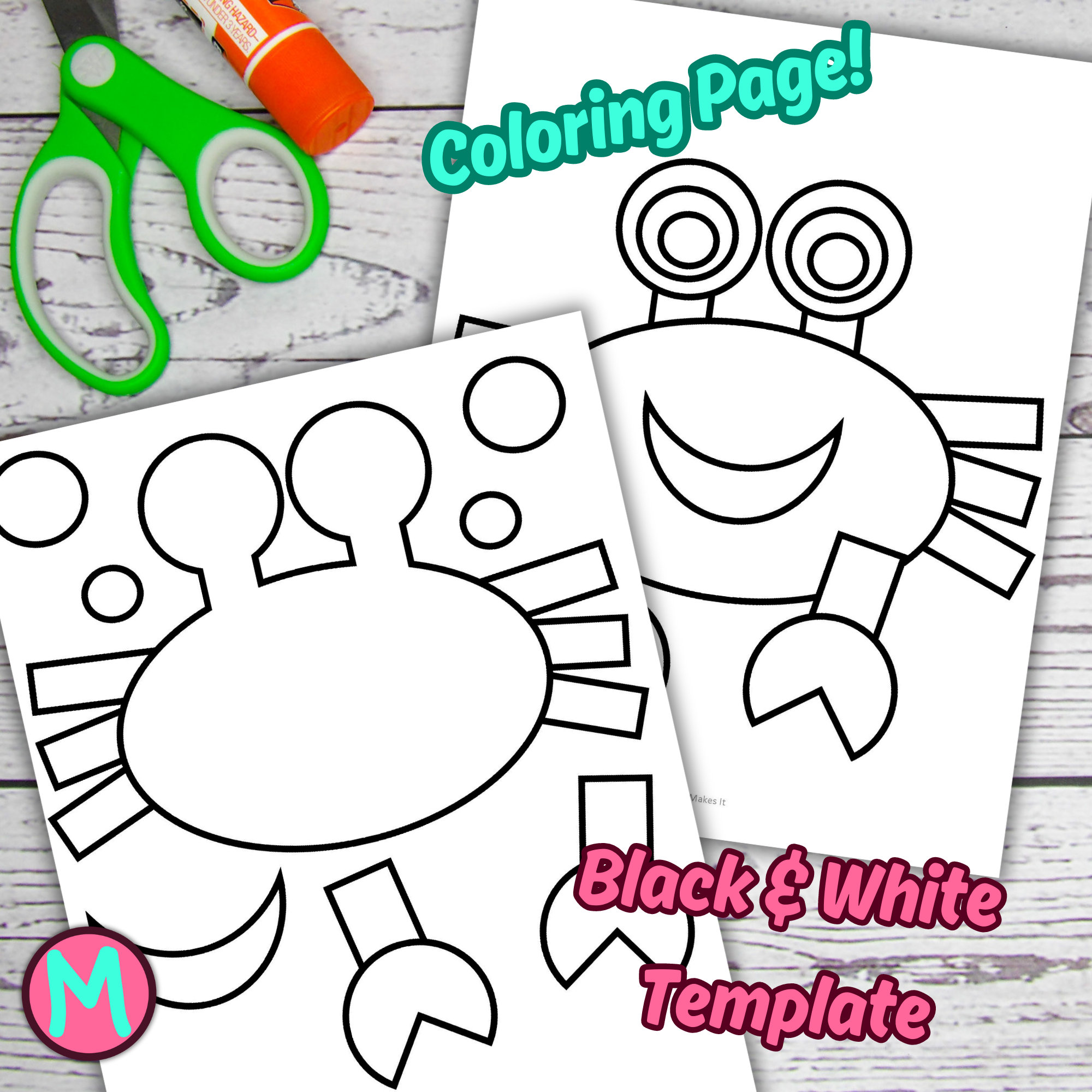 Crab Craft Template for Kids in Preschool, Kindergarten, Elementary or ...