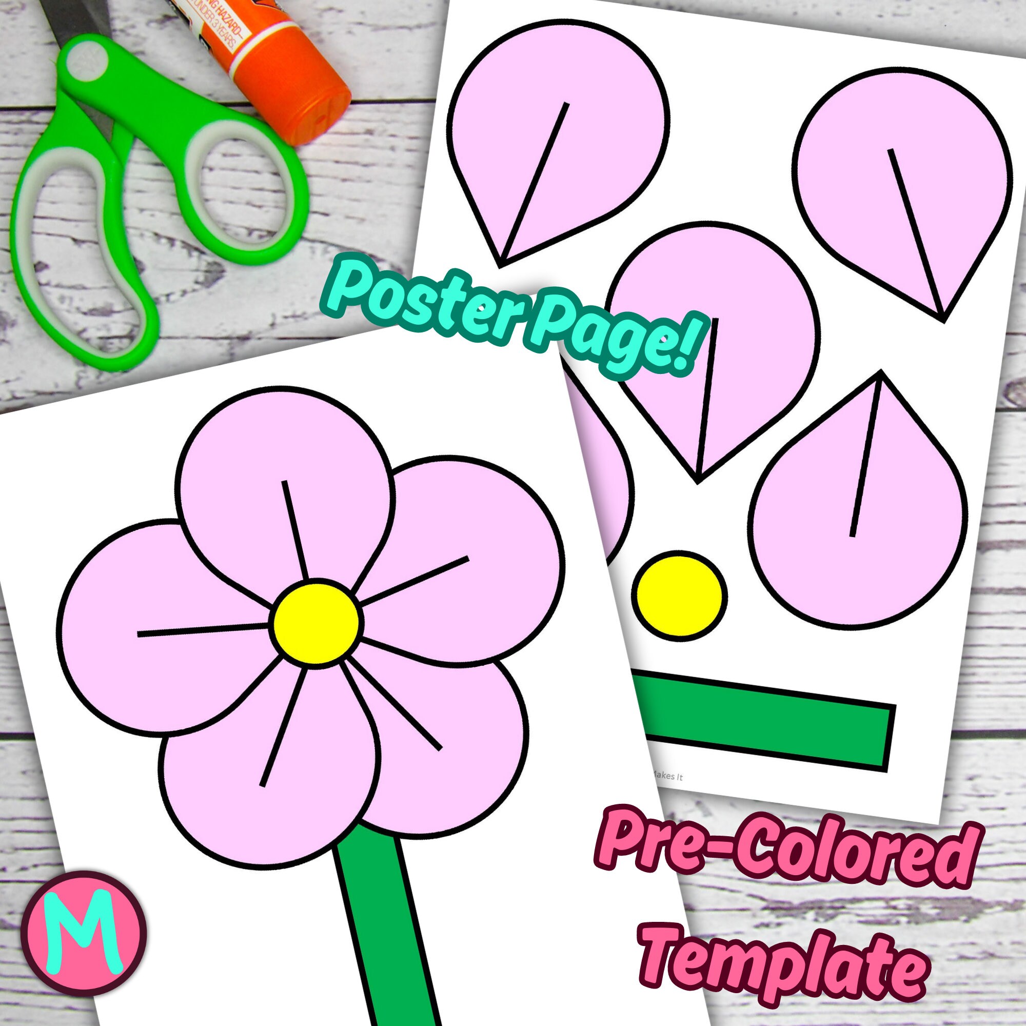 Spring Flowers Craft Template for Preschool, Simple Toddler Craft, 8 ...