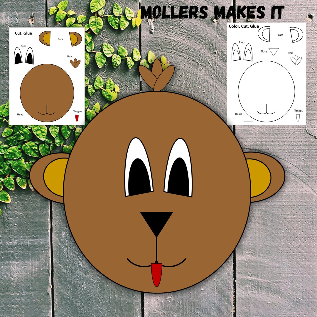 Monkey Paper Craft Printable Pattern Template for Kids in - Etsy
