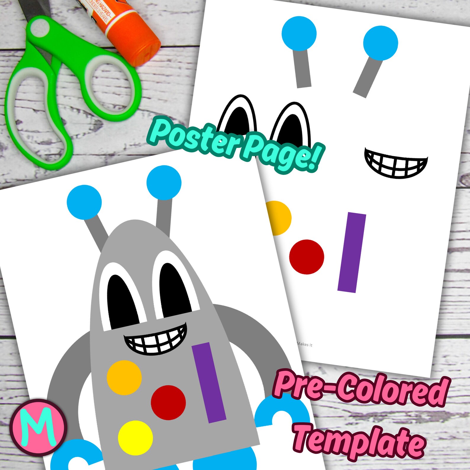 Robot Paper Craft Template: Cut and Glue Activity (PDF) - Etsy