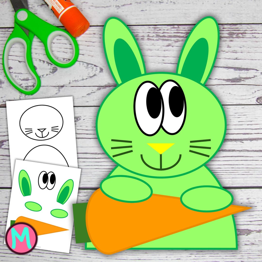 Green Easter Bunny Craft Template: Cut & Glue Activity (PDF Download ...