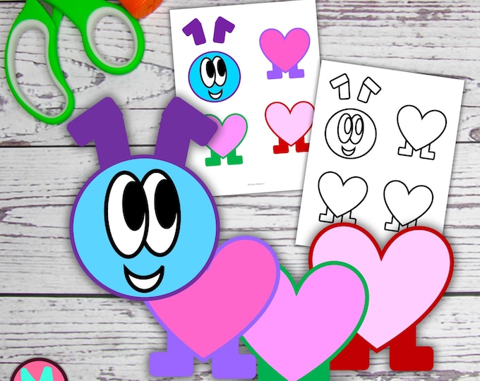 Valentine Caterpillar Craft Template: Printable Cut & Glue Activity ...