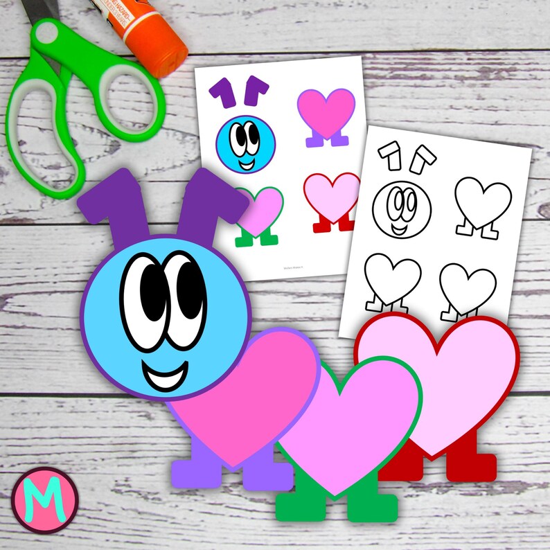 Valentine Caterpillar Craft Template: Printable Cut & Glue Activity ...