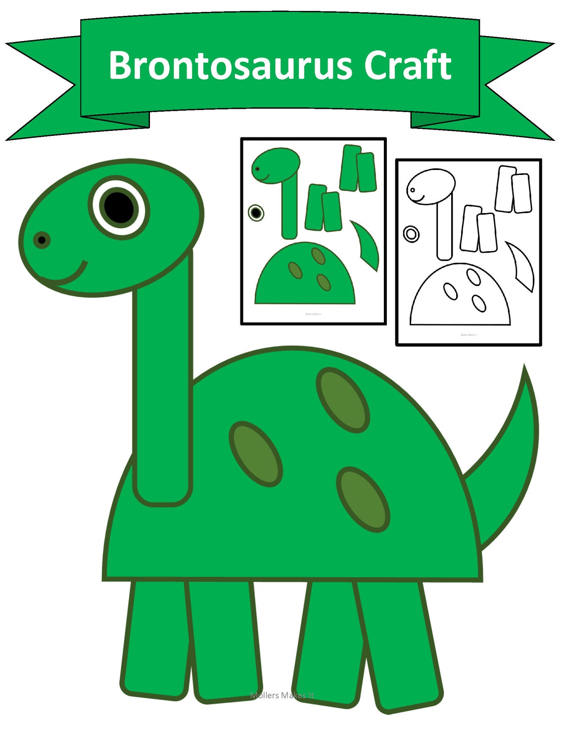Brontosaurus Dinosaur Craft Pattern Template for Kids in Preschool ...