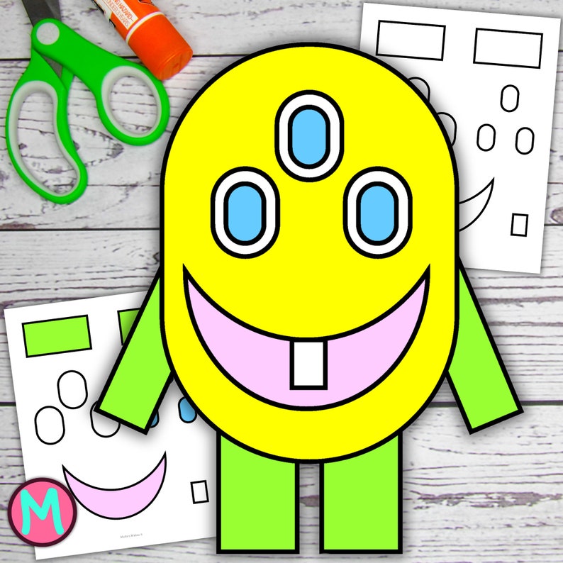 Yellow Monster Craft Template for Kids, Preschool, Kindergarten ...