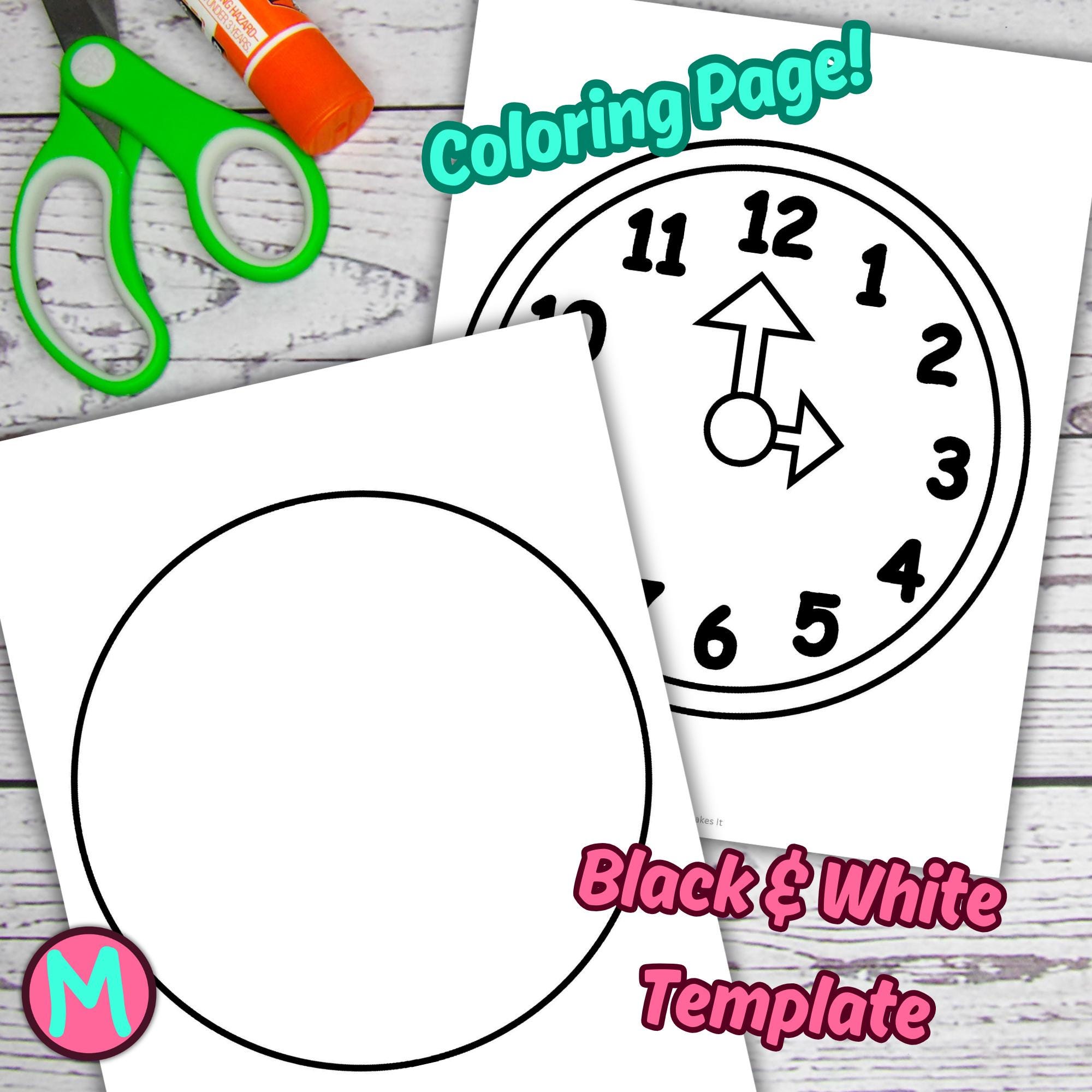 Purple Clock Craft Template, Printable Cut and Glue Paper Craft for ...