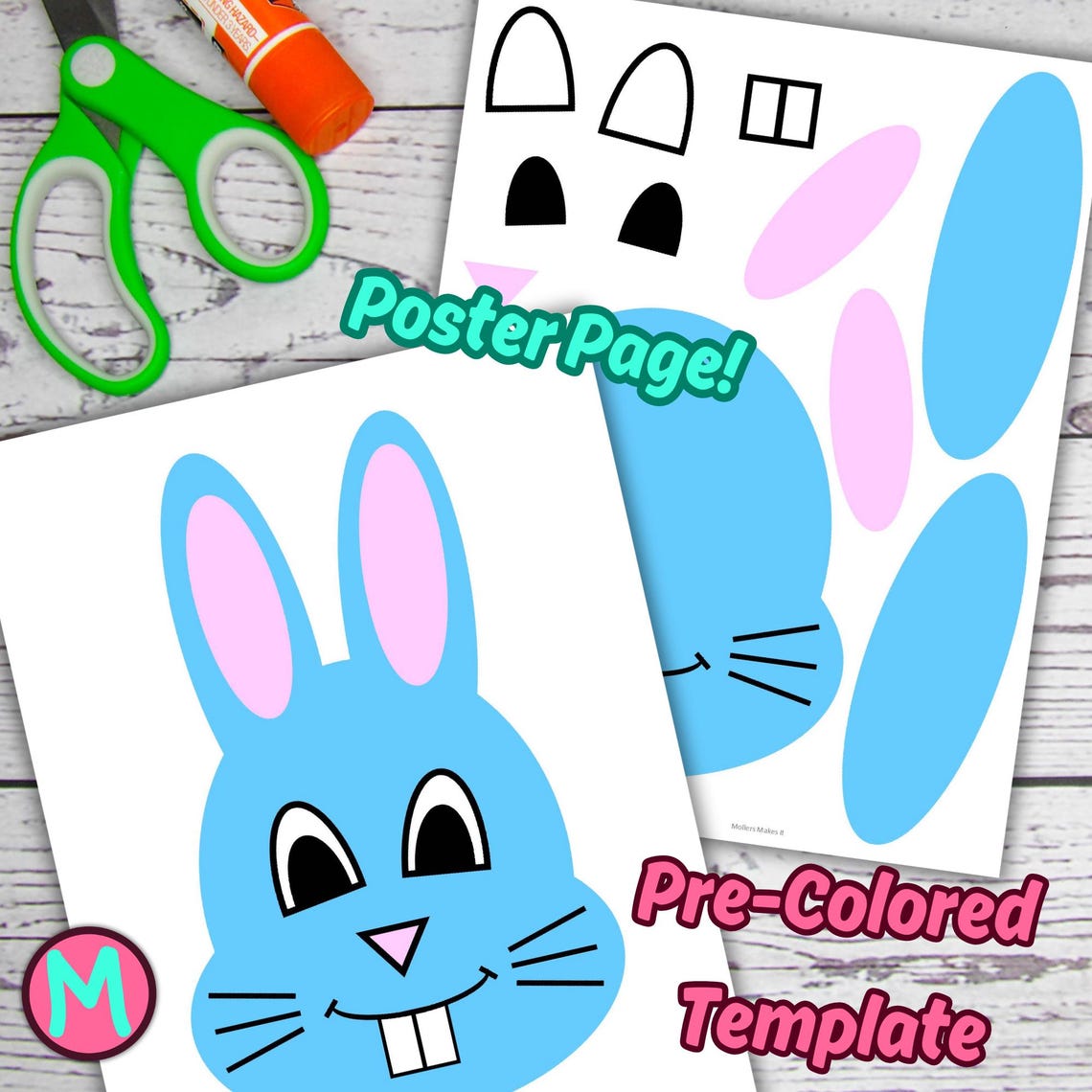 Bunny Rabbit Head Craft Template: Easter Paper Craft (PDF) - Etsy
