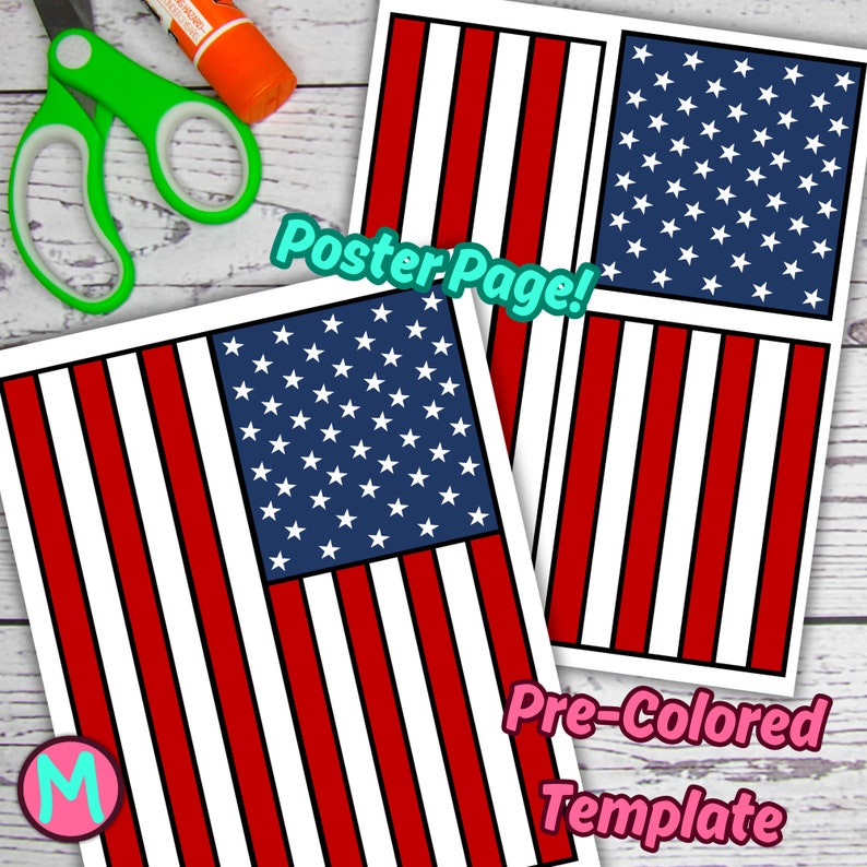American Flag Craft Template: Patriotic USA Activity (digital Download ...