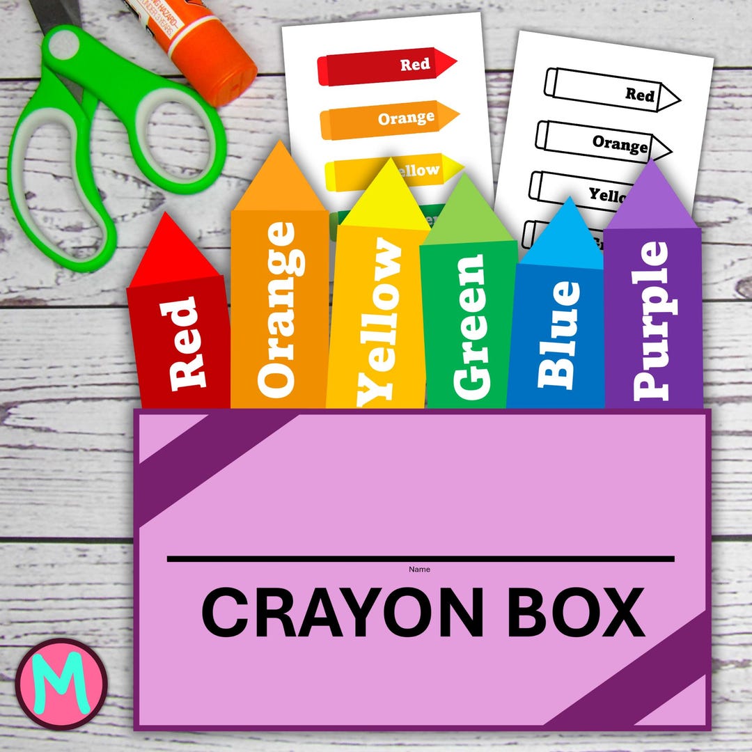 Pink Crayon Box Craft Template - Etsy