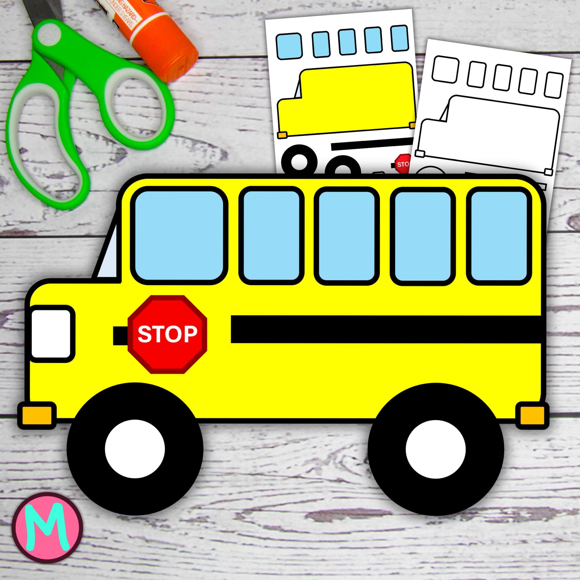 School Bus Craft Template: Back to School Cut & Glue Activity (PDF ...