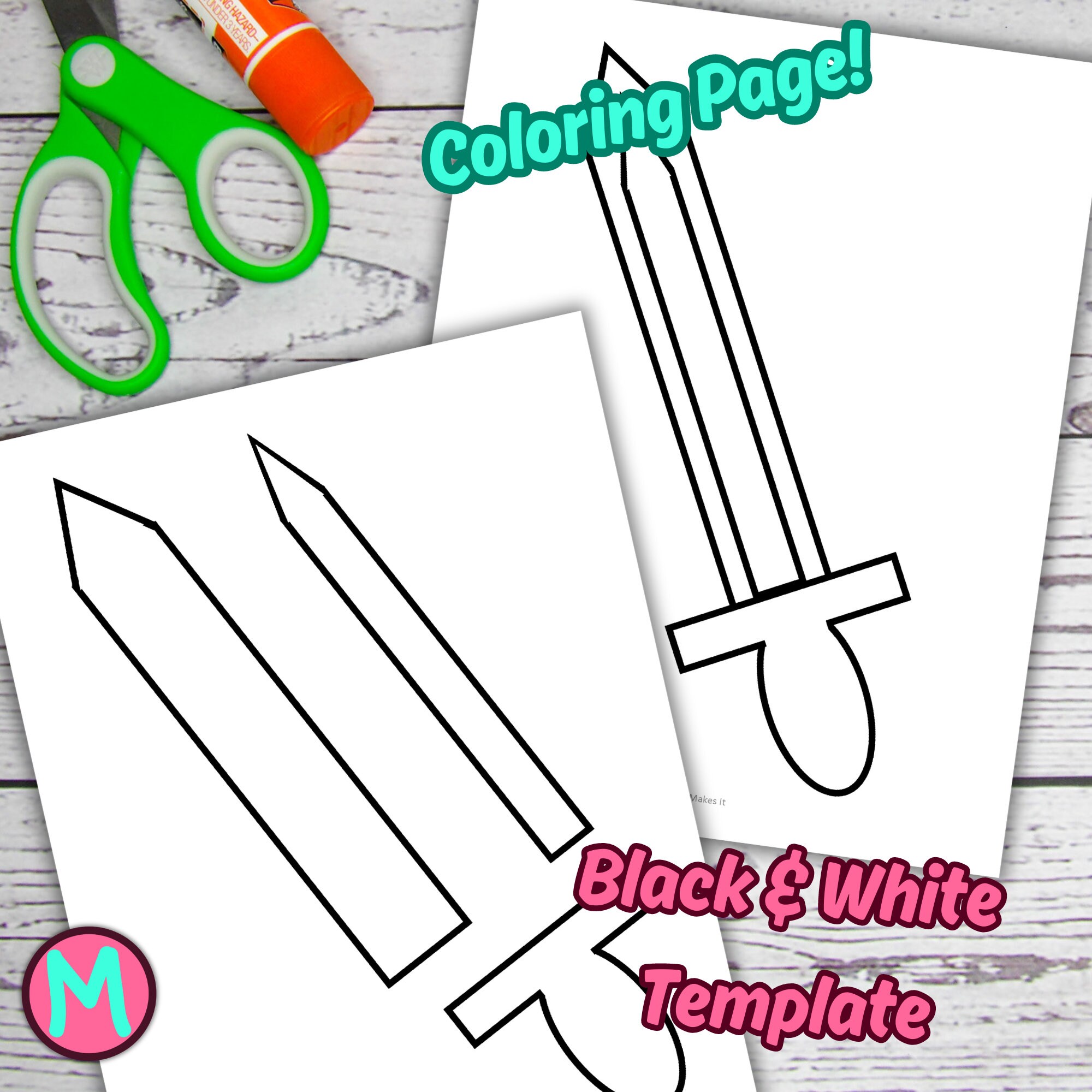 Sword Craft Template: Cut and Glue Paper Craft (PDF) - Etsy