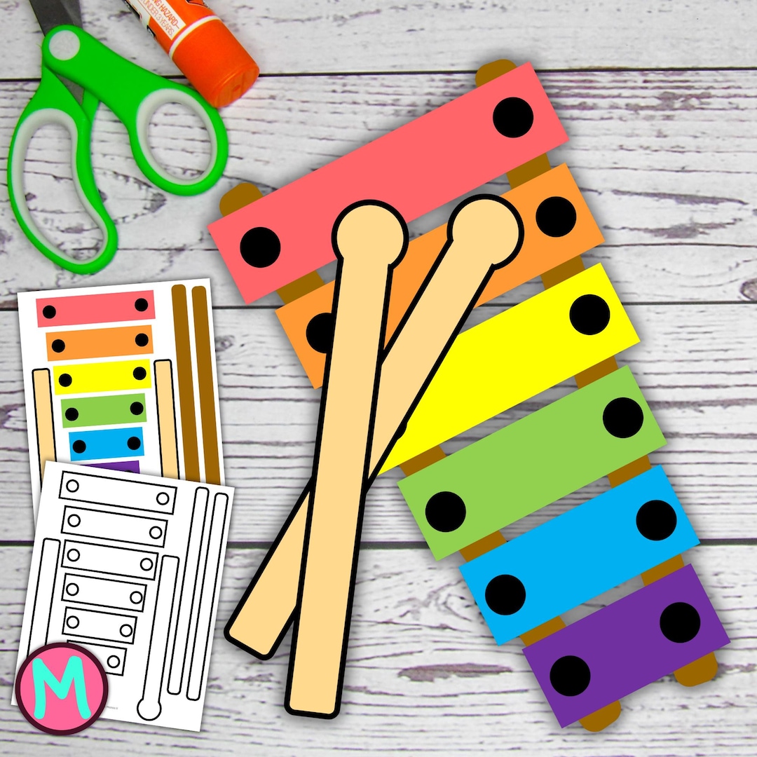 Xylophone Craft Template, Printable Cut and Glue Paper Craft for Kids ...